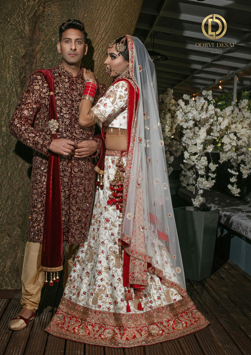 Deep Maroon & Gold Velvet Wedding Sherwani [product_title] | OORVI ...